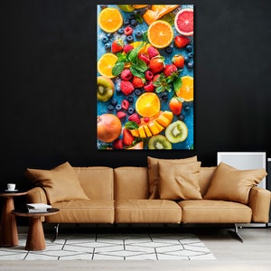 Vibrant Fresh Fruit Canvas Wall Art Healthy Food Print Succulent ...