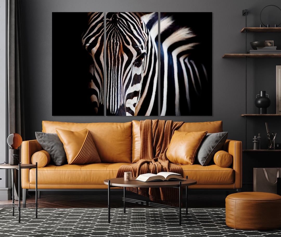Zebra Canvas Wall Art Black White Modern Painting Print on Canvas ...