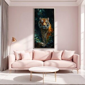 Undaunted Tiger in the Jungle Wall Art Decor Wild Cat Painting Print ...