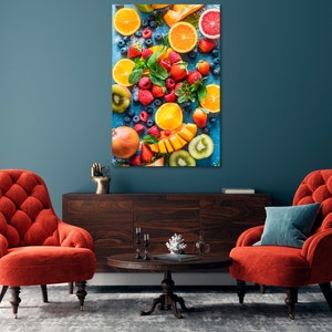 Vibrant Fresh Fruit Canvas Wall Art Healthy Food Print Succulent ...