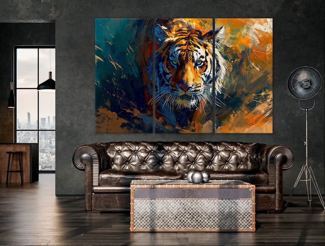 Majestic Tiger Large Canvas Wall Art Wild Cat Painting Print Canvas ...