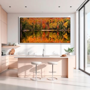 Autumn Forest Lake Canvas Print, Extra Large Fall Landscape Wall Art - Etsy