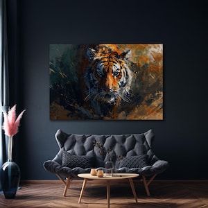 Majestic Tiger Large Canvas Wall Art Wild Cat Painting Print Canvas ...