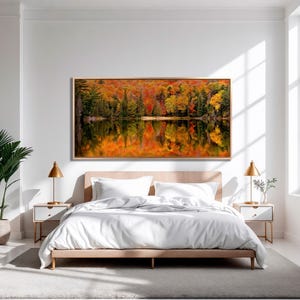 Autumn Forest Lake Canvas Print, Extra Large Fall Landscape Wall Art - Etsy