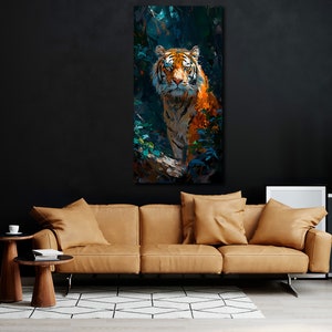 Undaunted Tiger in the Jungle Wall Art Decor Wild Cat Painting Print ...