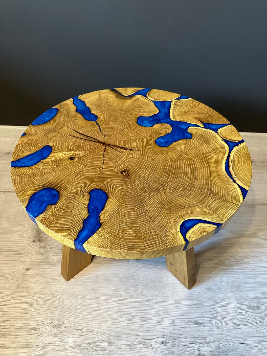 Coffee Table Black Locust Azure Blue Epoxy - Etsy