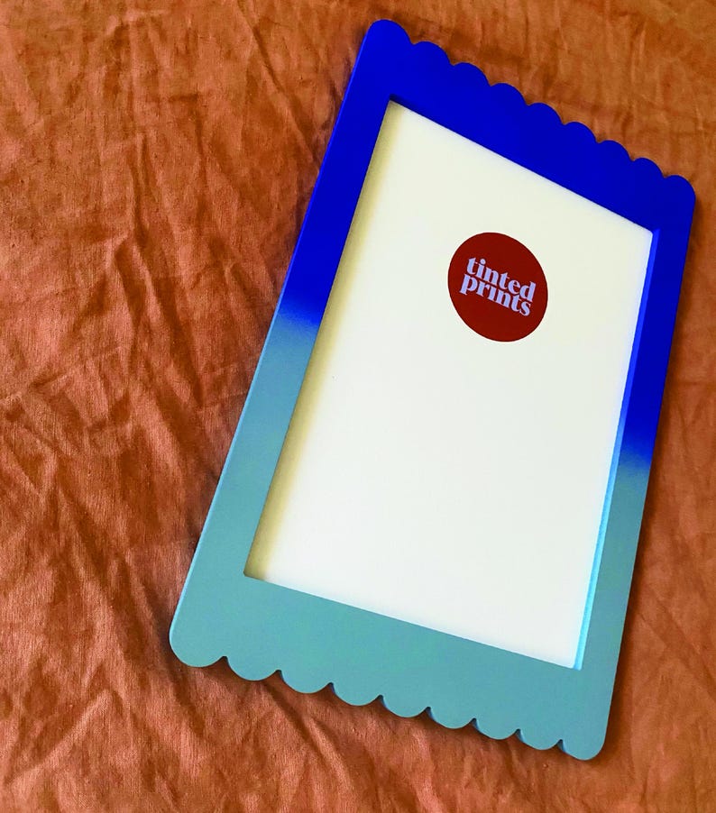 A4 Scallop Ombre Cobalt Blue Wavy Frame Funky Maximalist Colour Home ...