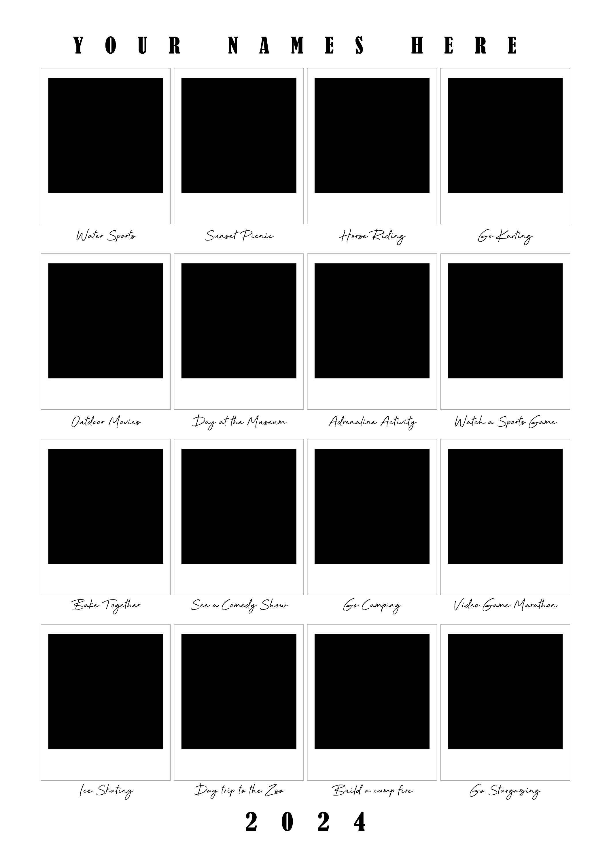 CUSTOMISABLE Cute Polaroid Photo Date Ideas Poster for Couples and ...