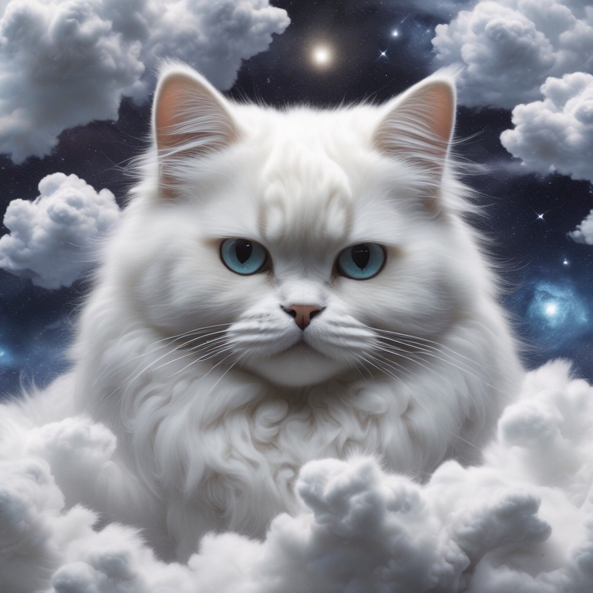 Fluffy Cloud Cat in Galaxy - Etsy