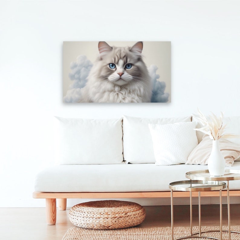 Fluffy Cloud Cat, Animal, Cat, Digital Art Print, Wall Art, AI ...