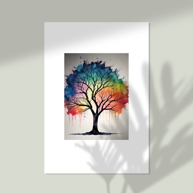 Watercolor Tree Drawing, Tree Clipart, Neon Tree, Acravel Tree, Coipart ...