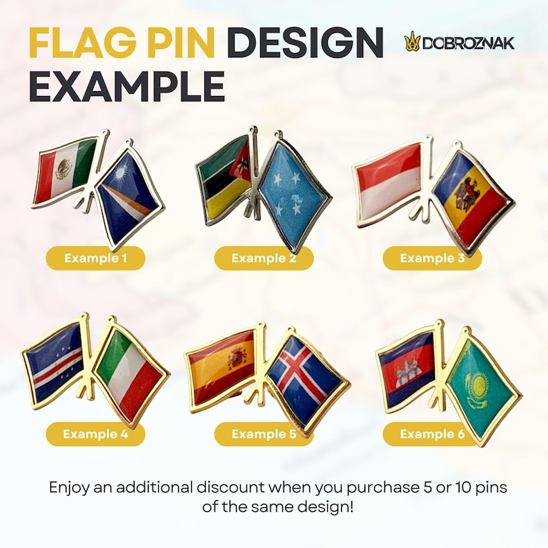 Custom Double Flag Pin, Brass Enamel Lapel Pin for National Flags ...
