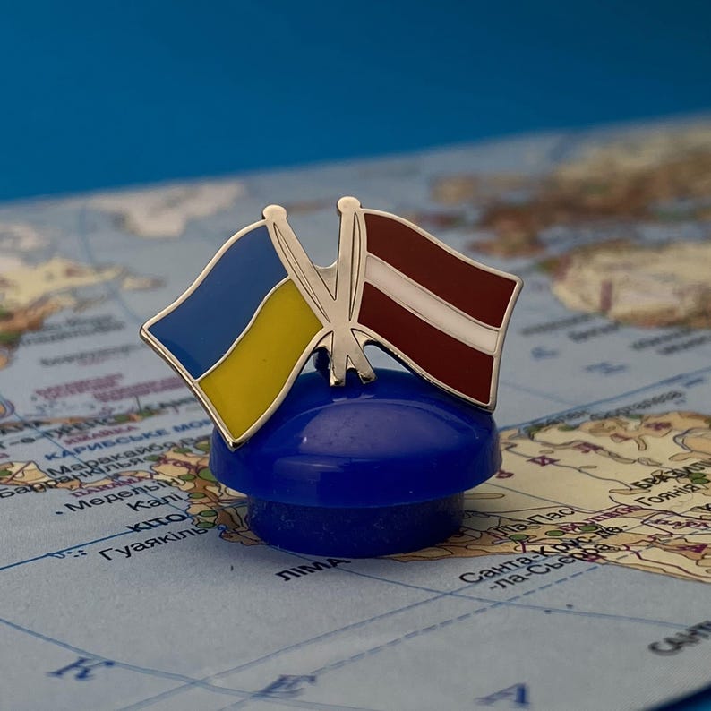 Lapel Pin Ukrainian and Latvian Flag, Flag Pin Badges, Ukraine and ...