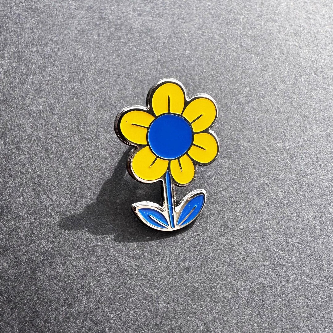 Flower Enamel Pin, Ukrainian Colors Pin, Lapel Pin, Handmade Flower ...