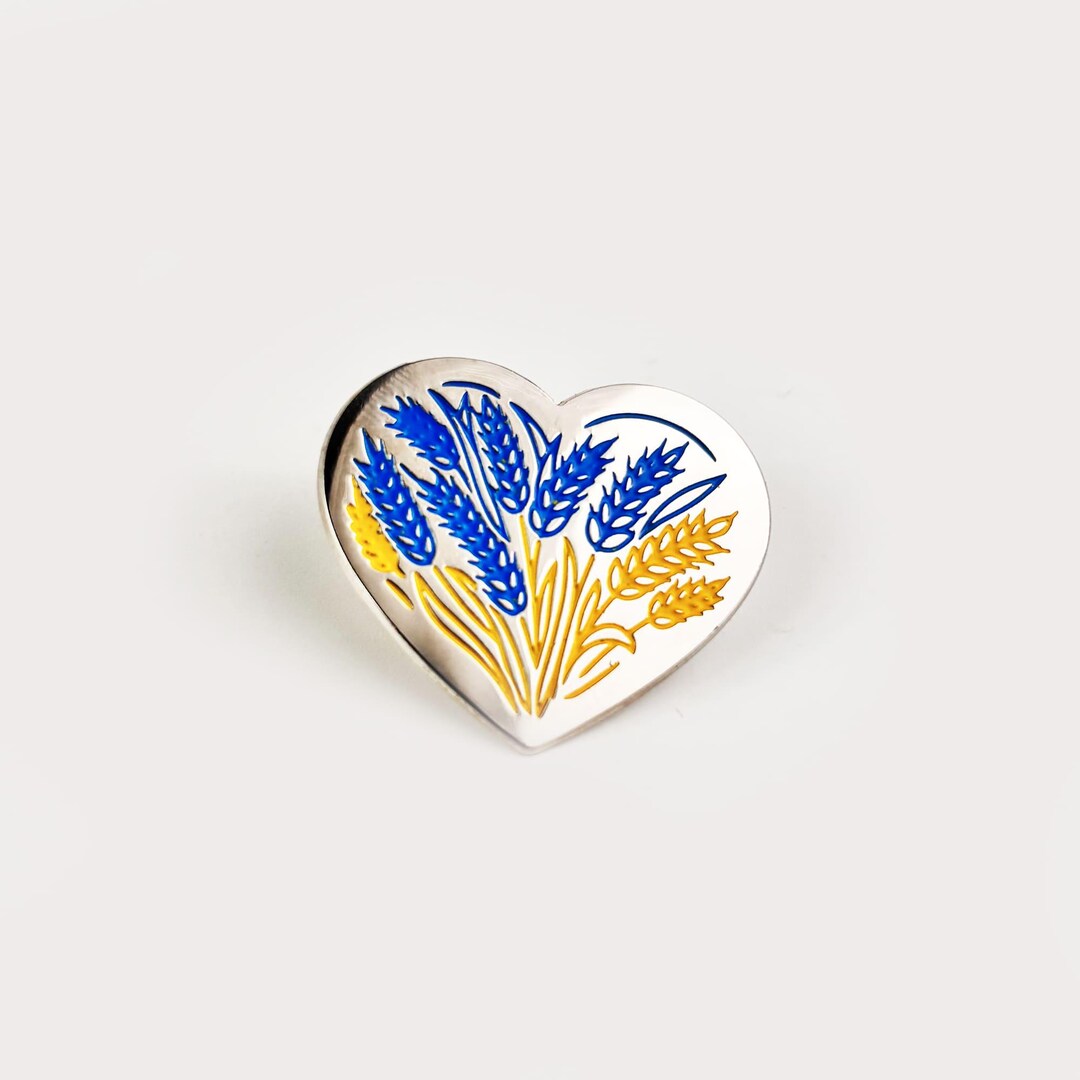Wheat Ears Enamel Pin, Silver Color Lapel Pin Support Ukraine, Handmade ...