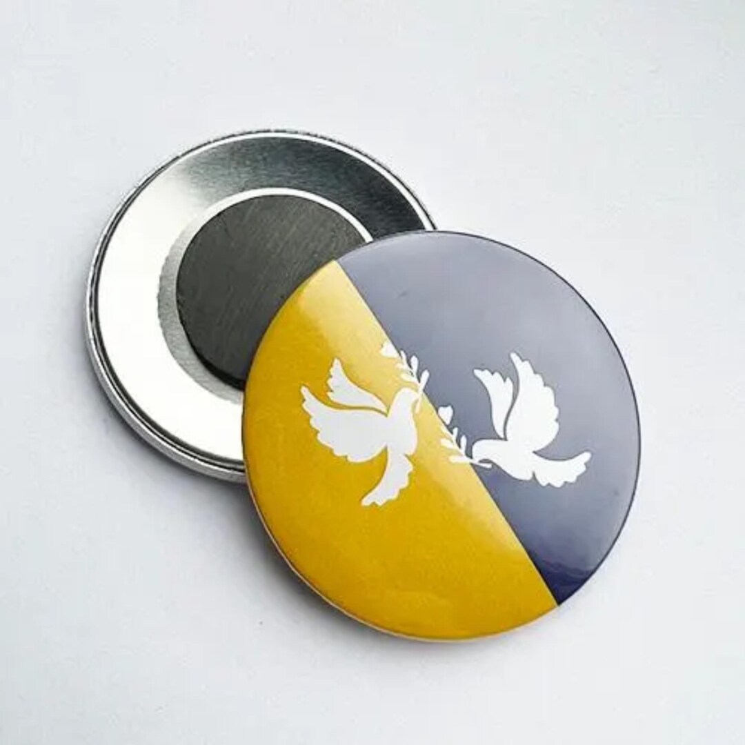 Ukraine Flag Colors Button Magnet, Ukrainian Patriotic Souvenir, Blue ...