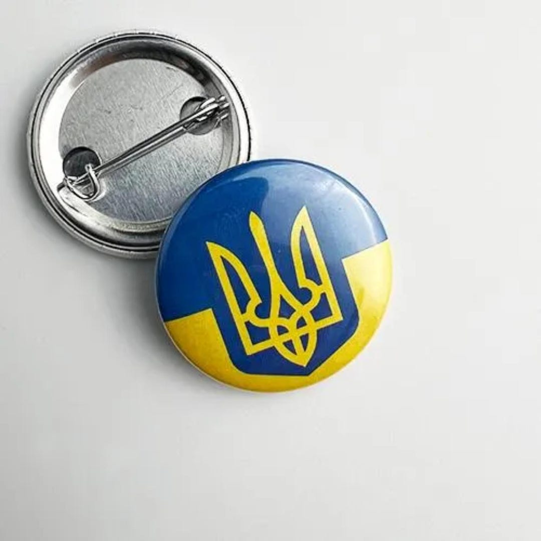 Button Badges Blue and Yellow, Flag of Ukraine Pin, Trident Badge ...