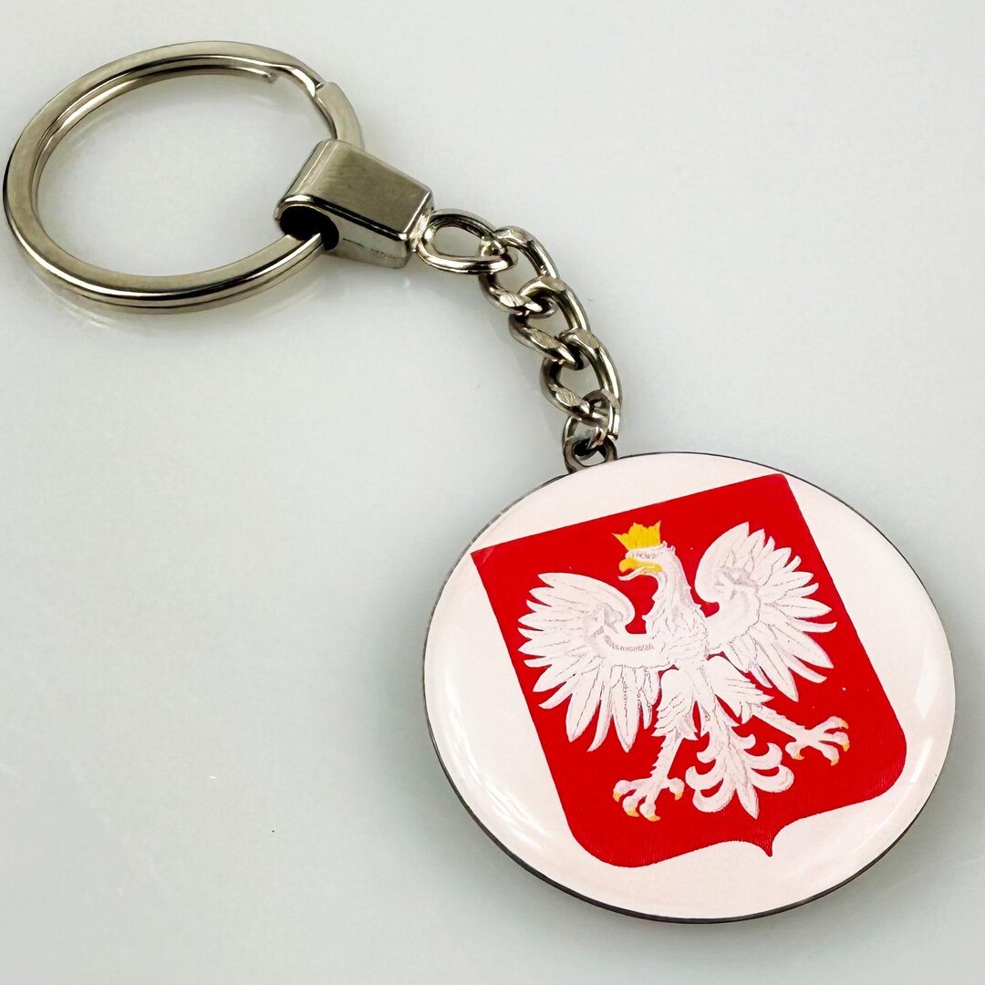 Polish Coat of Arms Keychain, Keyring With White Eagle Emblem ...