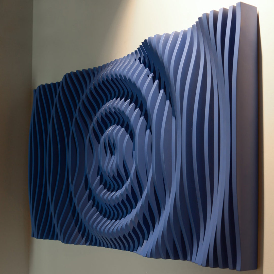 Drop, Wall Art, Decor, Decorative Wood Panel, Parametric Art, Blue Drop ...