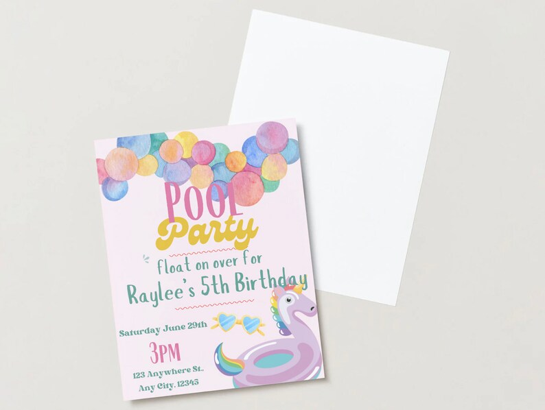 Girl Birthday Pool Party Invitation, Summer Birthday, Pool Float ...