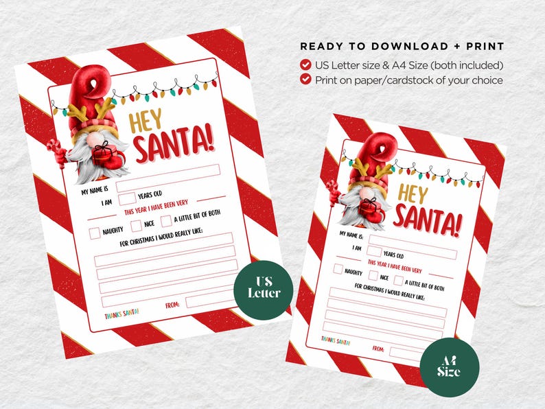 Letter to Santa Printable - Instant Download Available - Etsy