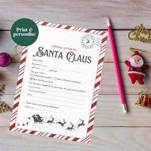 PRINTABLE Letter to Santa | Digital, Easy to Print | Instant Download ...