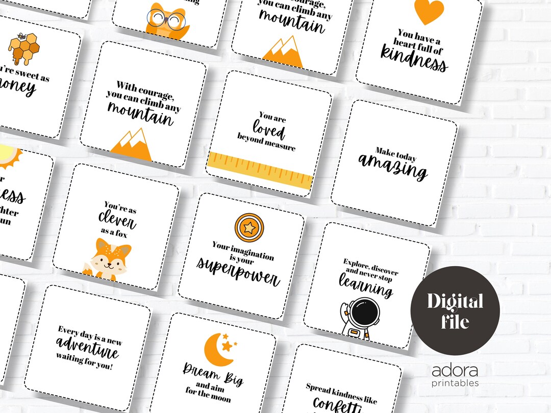 27 Lunchbox Notes for Younger Kids | Kindness Cards | Printable Lunch ...