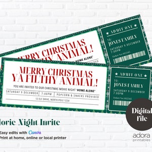 Home Alone Movie Night Ticket - Etsy