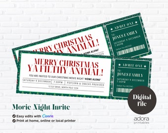 Christmas Cinema Gift Ticket Christmas Cinema Movie Gift Voucher Card ...