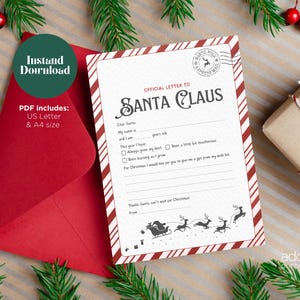 PRINTABLE Letter to Santa | Digital, Easy to Print | Instant Download ...