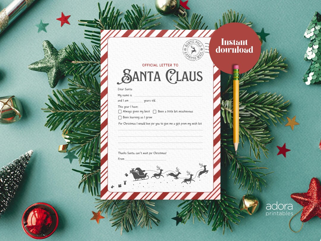 PRINTABLE Letter to Santa | Digital, Easy to Print | Instant Download ...