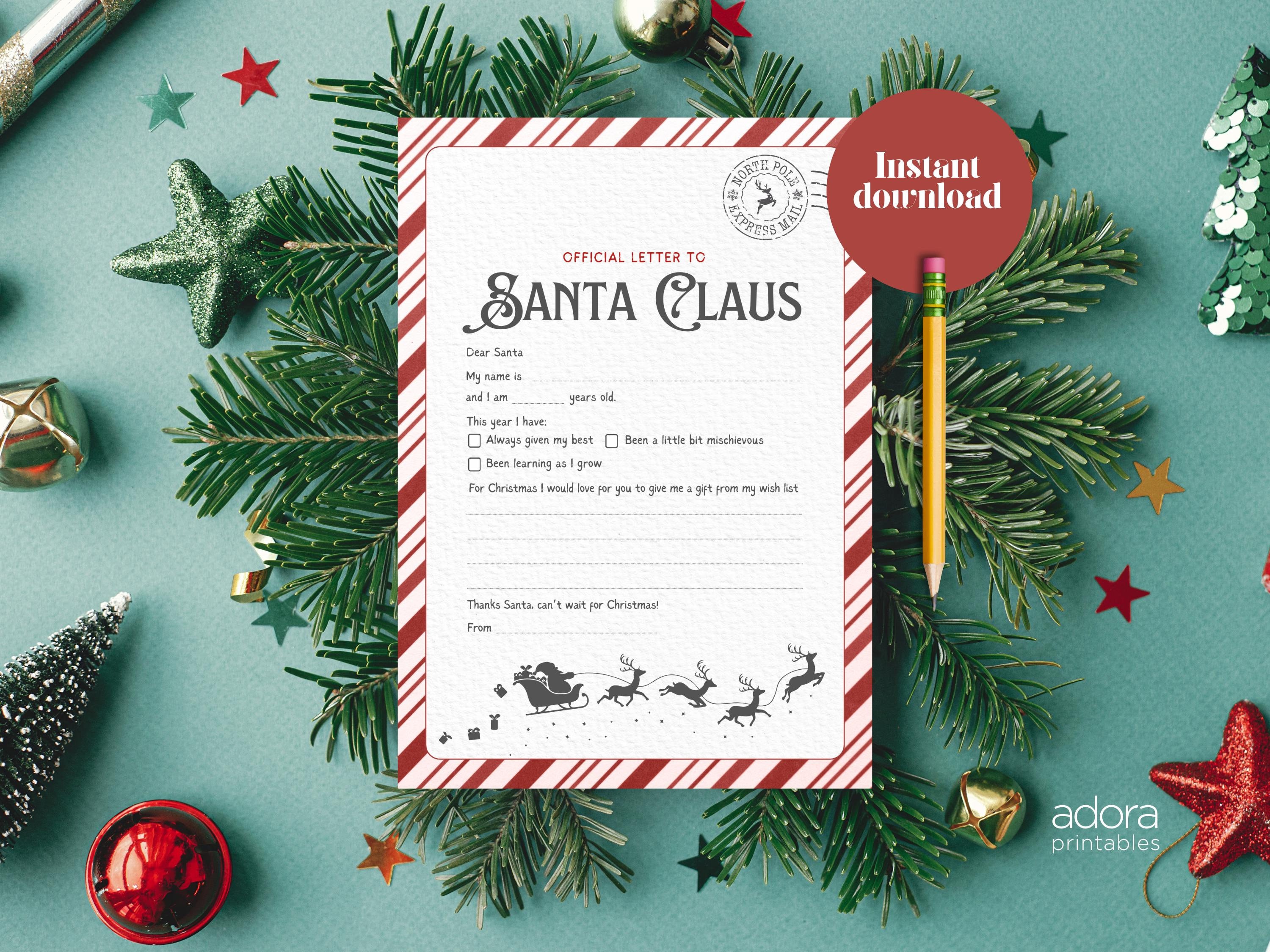 PRINTABLE Letter to Santa Digital, Easy to Print Instant Download - Etsy