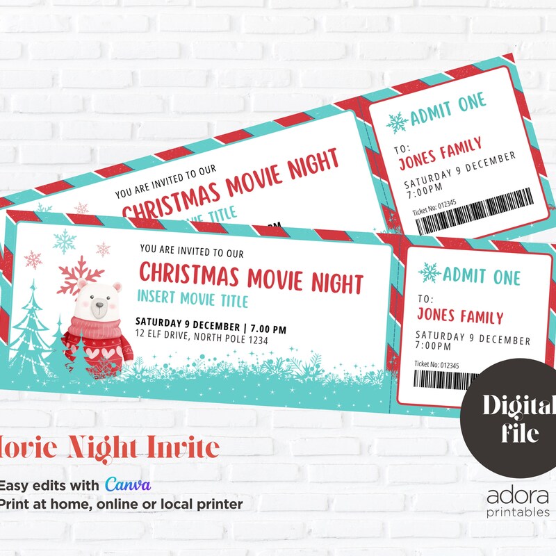 Christmas Movie Tickets - Etsy
