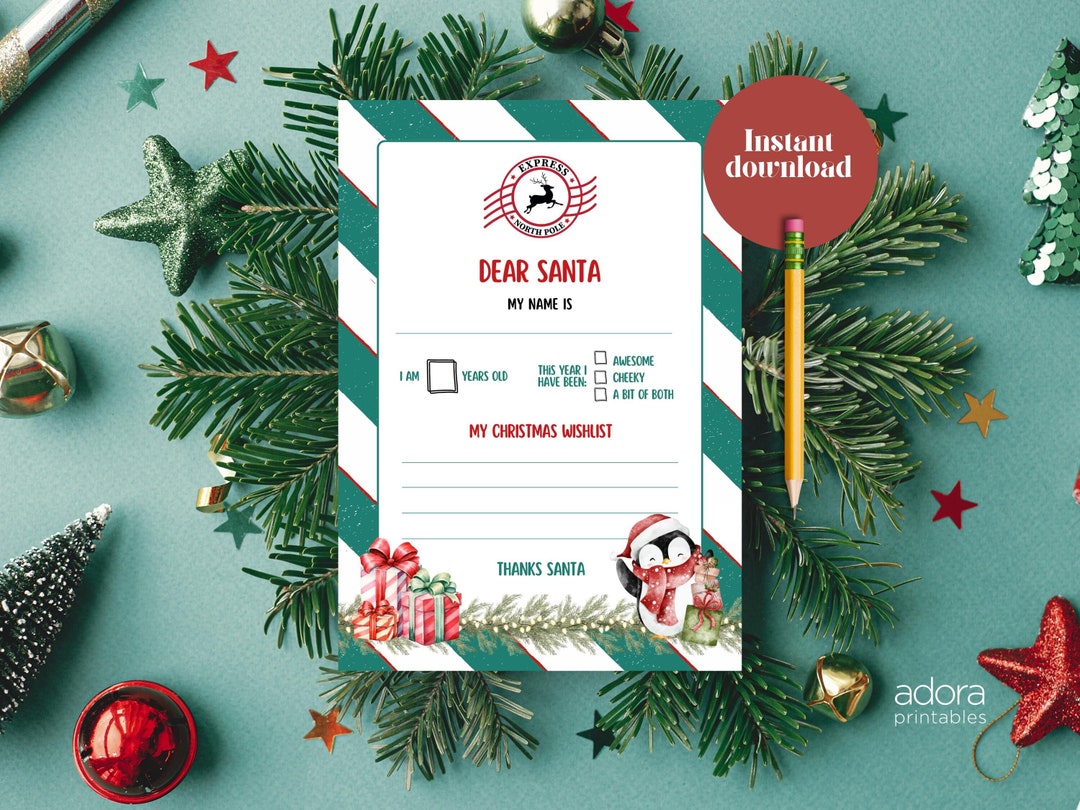 Printable Letter to Santa - Instant Digital Download for Easy Printing ...