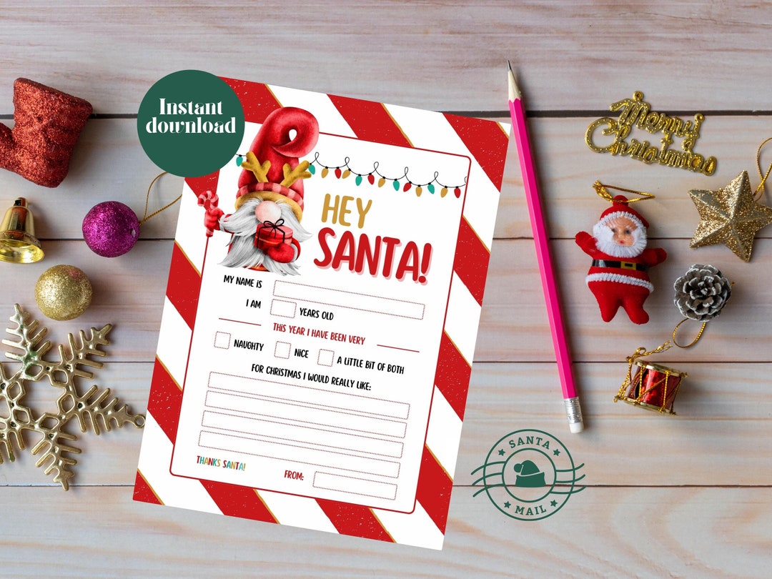 Letter to Santa Printable - Instant Download Available - Etsy