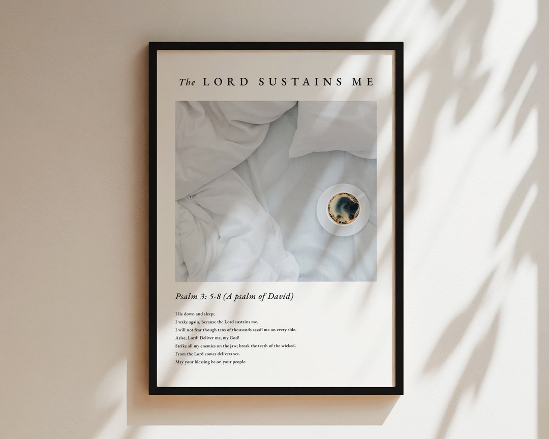 The Lord Sustains Me, Psalm 3, Morden Bible Art, Rest, Sleep, Modern ...