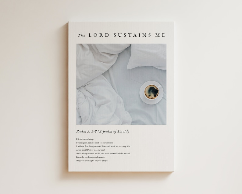 The Lord Sustains Me, Psalm 3, Morden Bible Art, Rest, Sleep, Modern ...