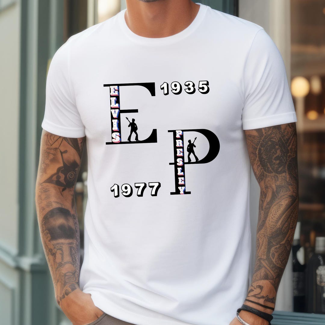 Elvis Presley Monogram Tribute T-shirt (1935-1977) Unisex Jersey Short ...