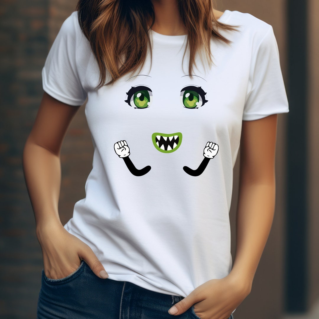 Anime Monster Face: Cute and Quirky T-shirt, Cartoonish Fashion Tee ...