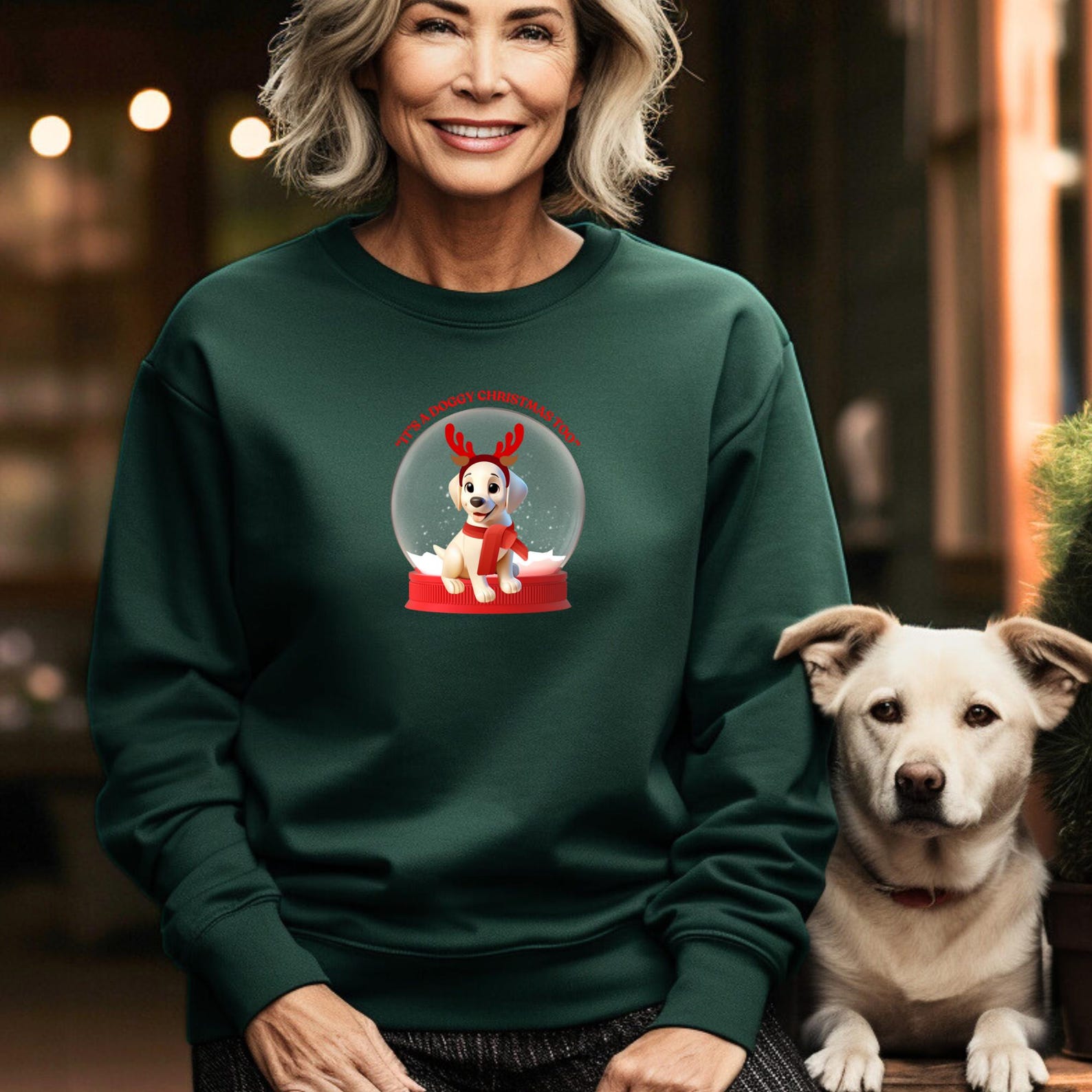 3D Labrador Snow Globe Christmas Sweatshirt – "it’s a Doggy Christmas ...