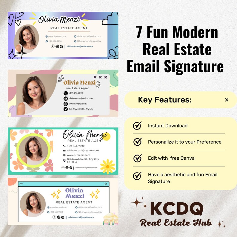 Fun Modern Real Estate Email Signature Template Bundle | Gmail ...