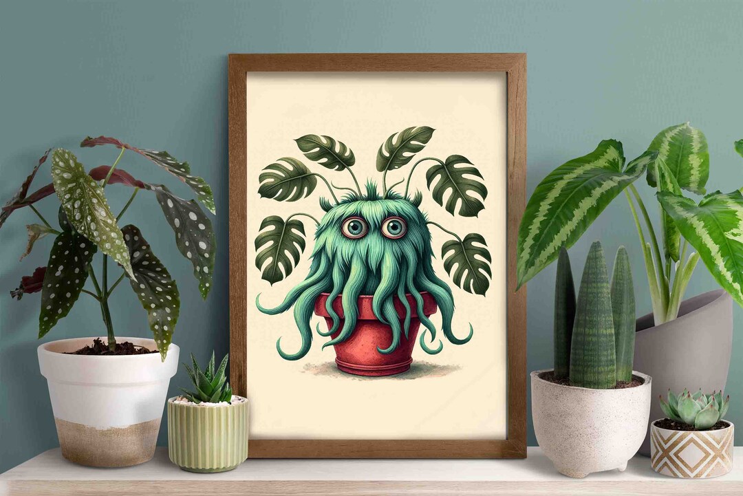 Cute Plant Monster Art Print Surreal Botanical Creature on Luxury Matte ...