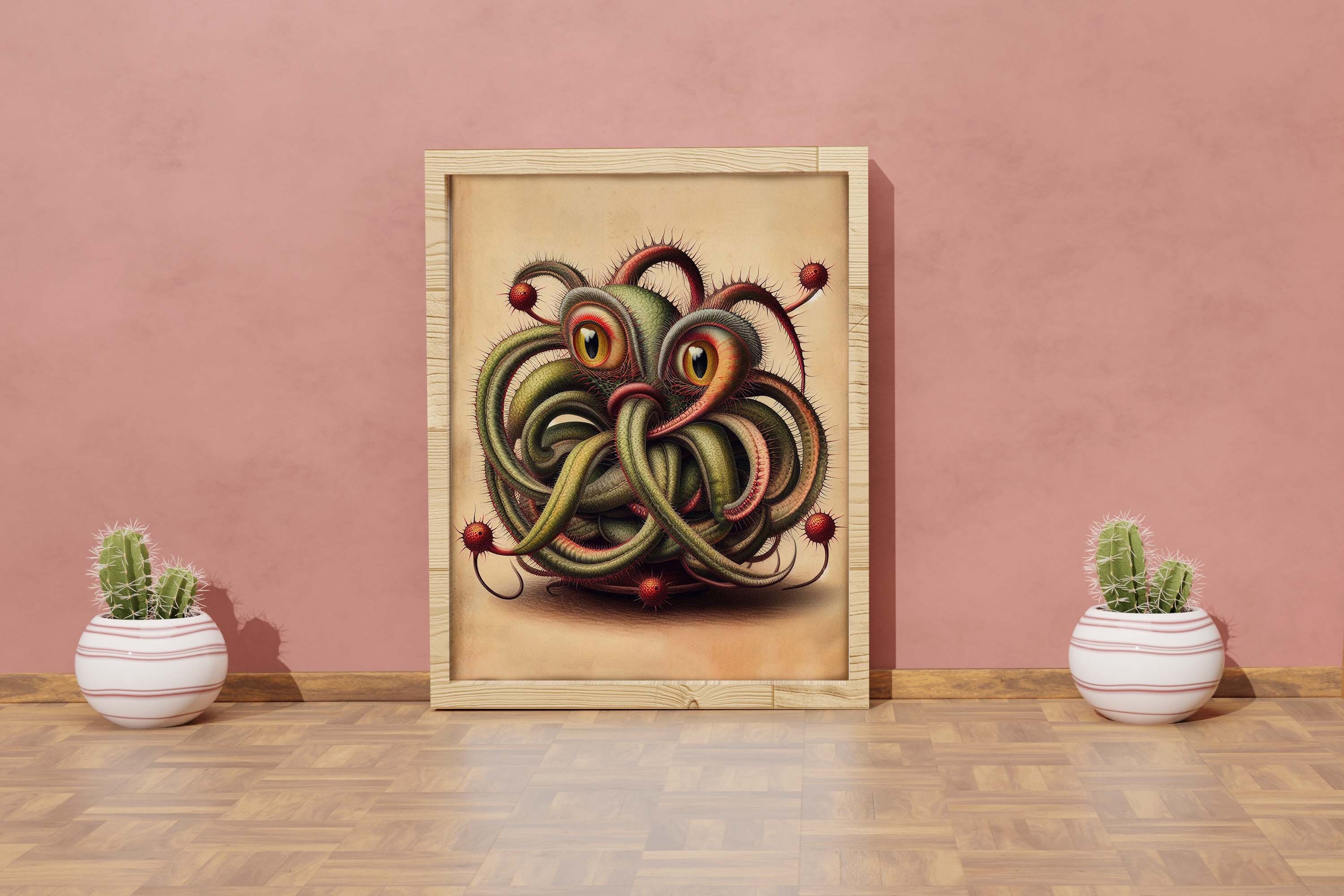 Bizarre Cactus Creature Art, Fantasy Plant, Modern Botanical Art ,cute ...