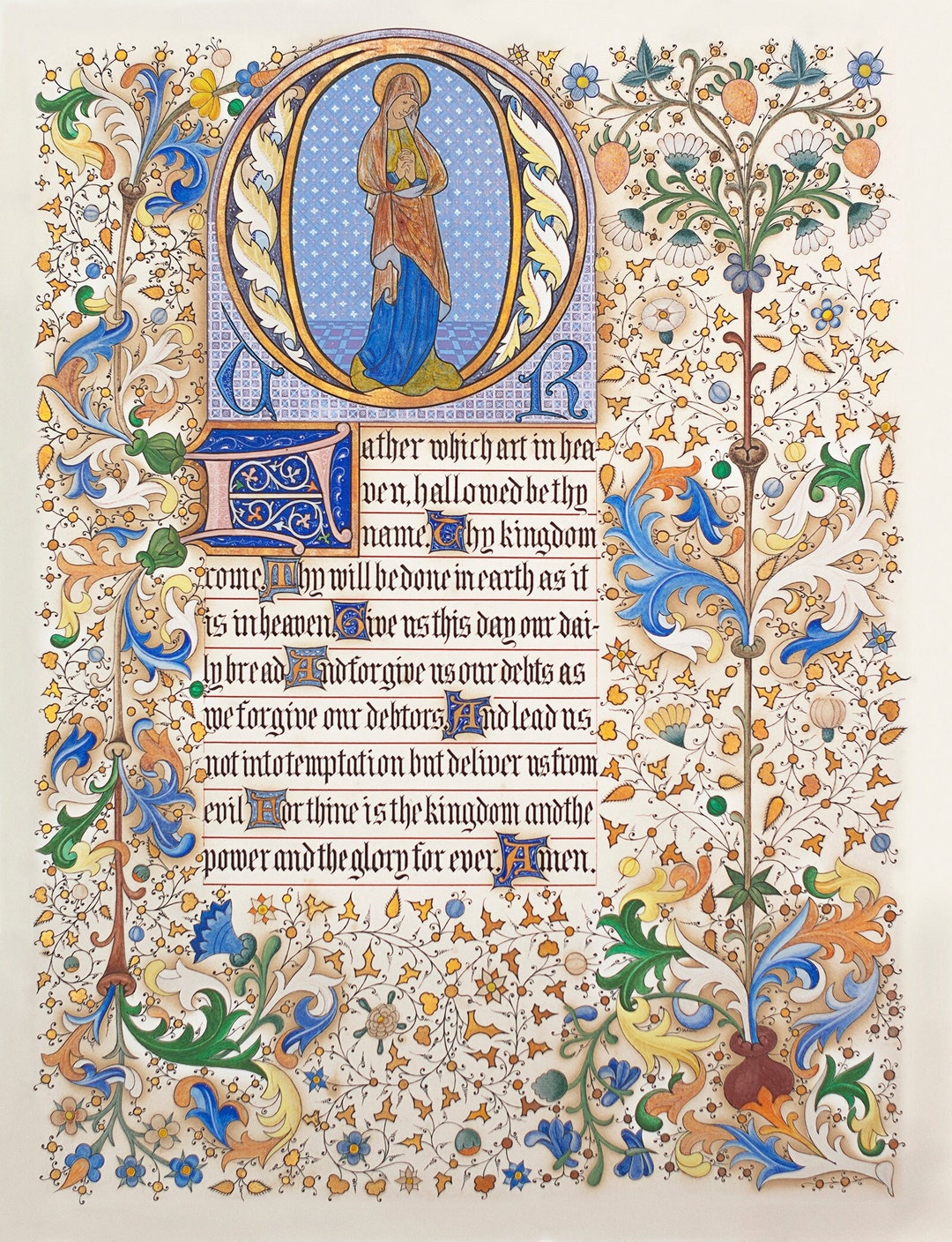 Fine Art Illuminated Manuscript Print: the Lords Prayer Full Page ...