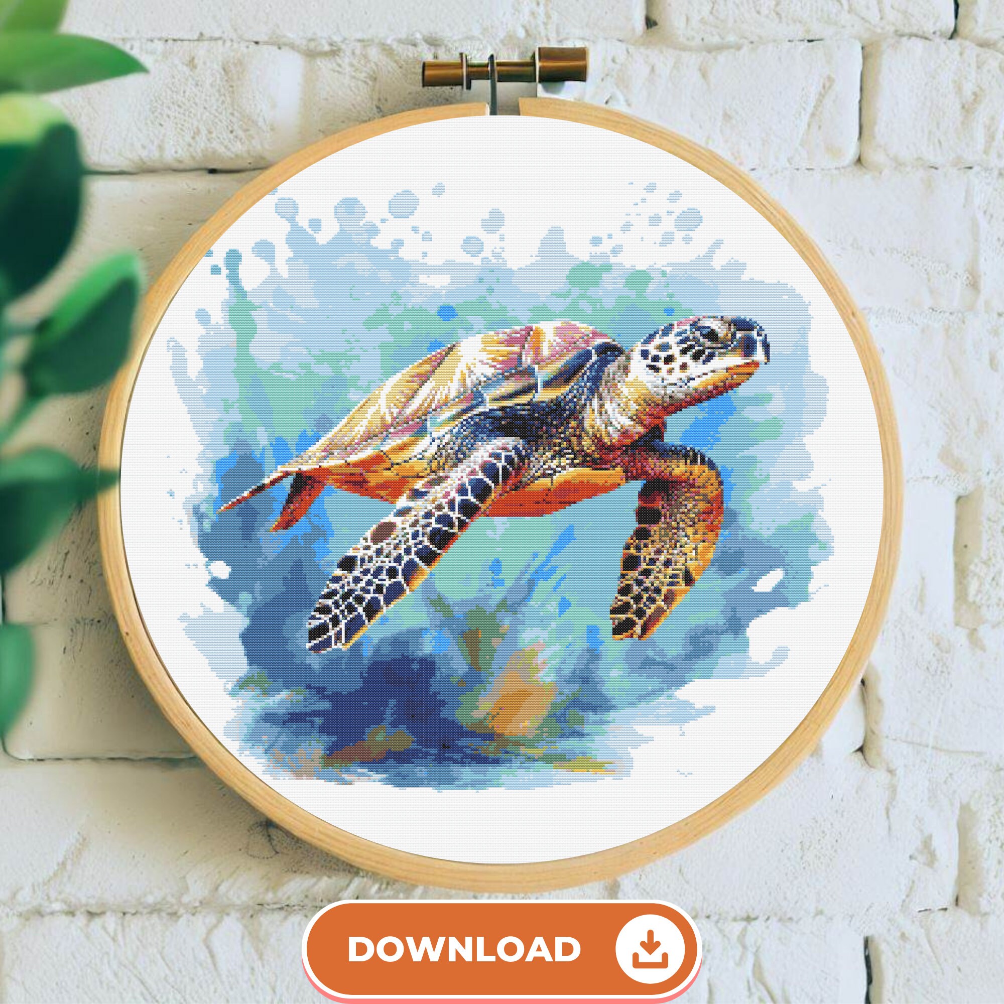 Sea Turtle Cross Stitch Pattern , Ocean Animals Stitching PDF ...