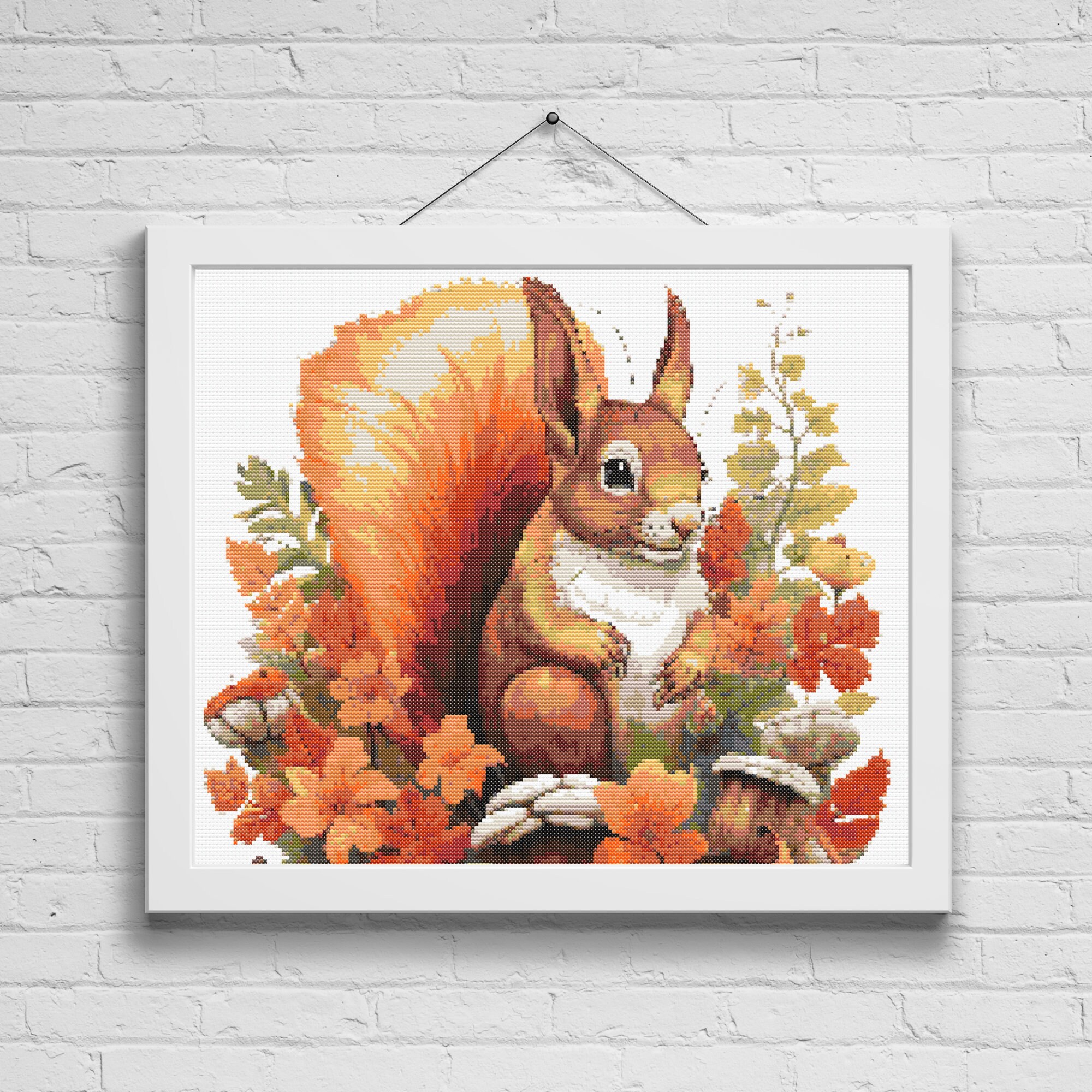 Squirrel Cross Stitch Pattern PDF , Cute Squirrel Embroidery Hoop ...