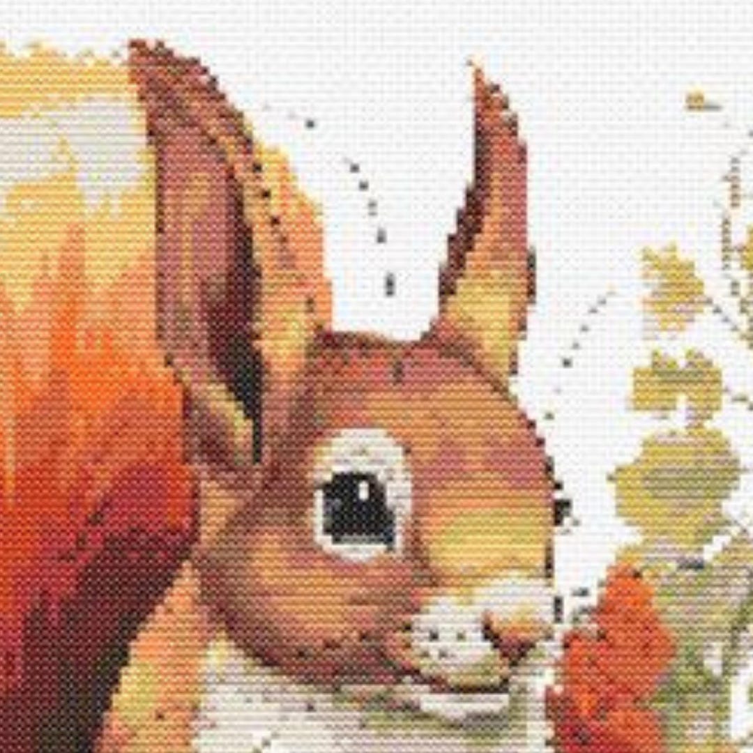 Squirrel Cross Stitch Pattern: Full Coverage Cottagecore Embroidery ...