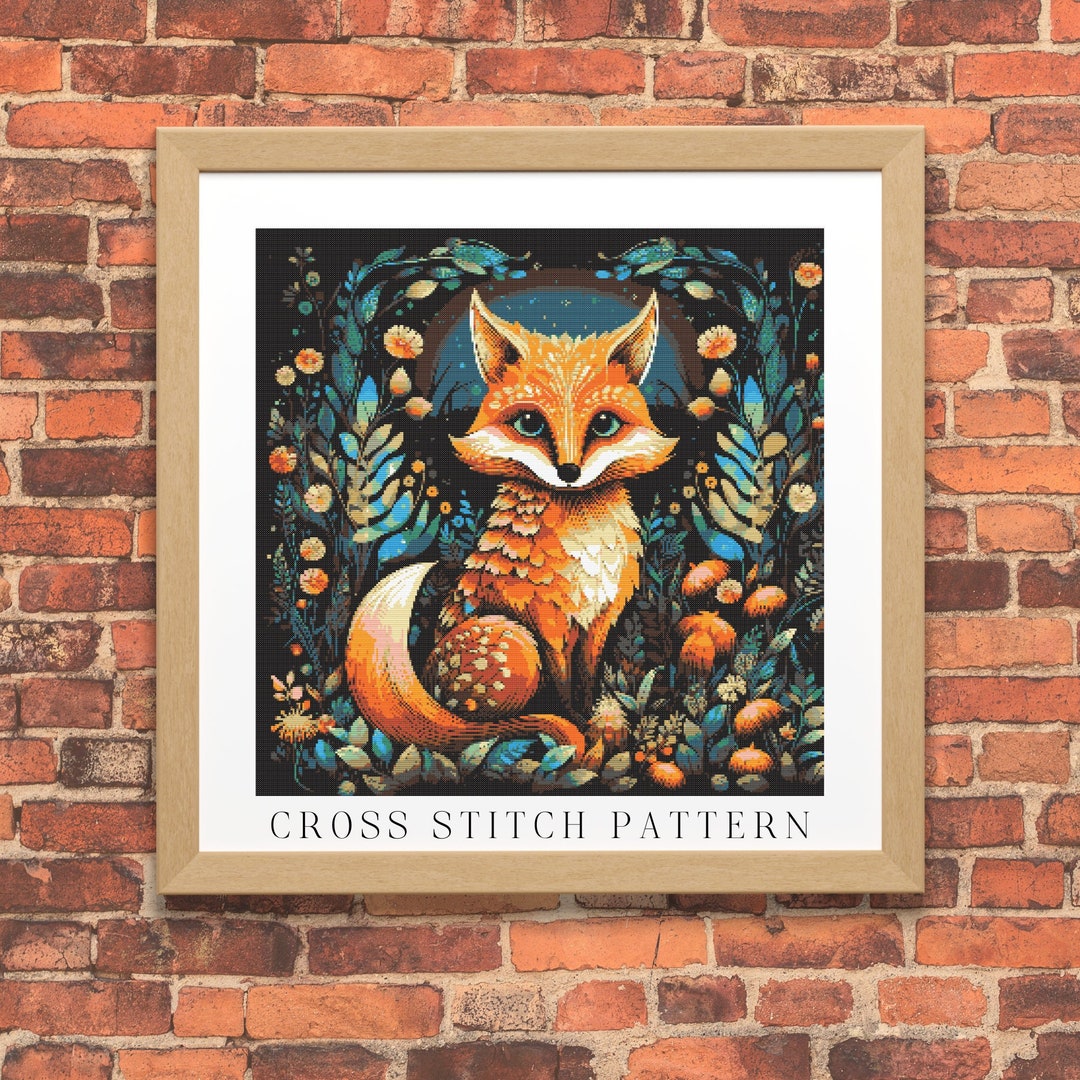 Fox in the Forest Cross Stitch Pattern , Woodland Creature Cross Stitch , Counted Cross Stitch ...
