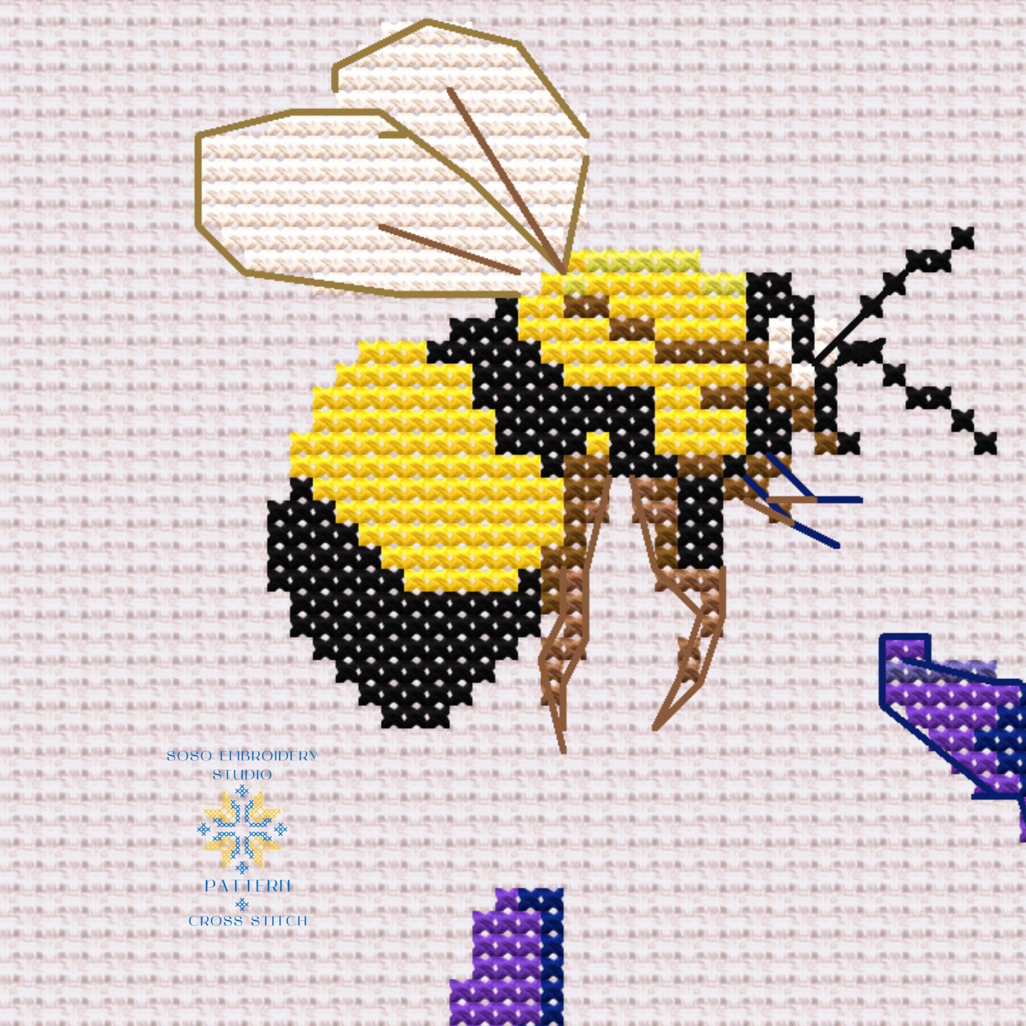 Bee Floral Cross Stitch Pattern Digital Download, Beginner Friendly ...