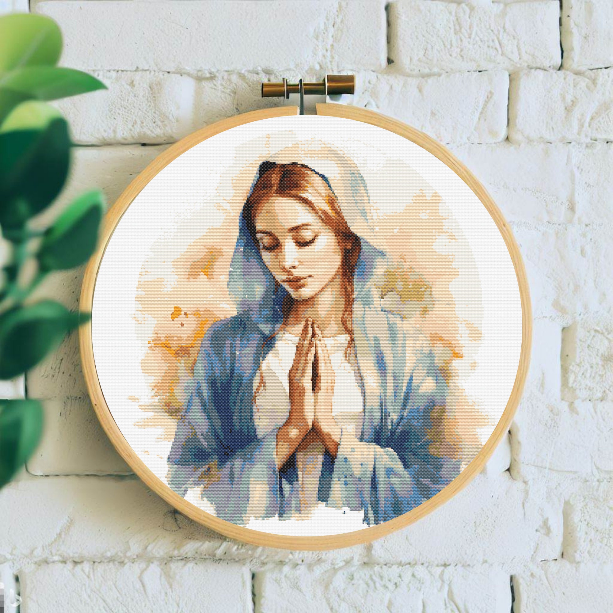 Virgin Mary Cross Stitch Pattern: Watercolor Maria Embroidery (PDF ...